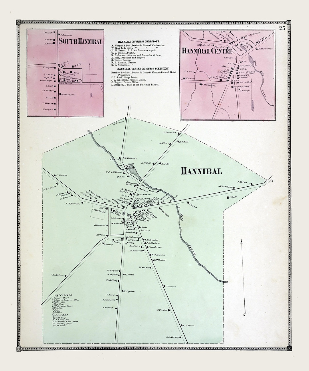 1867 Map of Hannibal Oswego County New York - Etsy