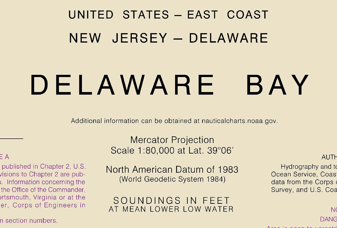 2018 Nautical Chart of the Delaware Bay - Etsy