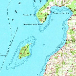 1957 Topo Map of Traverse City Michigan Grand Traverse Bay - Etsy