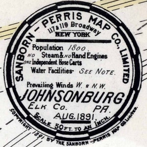 1891 Town Map of Johnsonburg Elk County Pennsylvania - Etsy