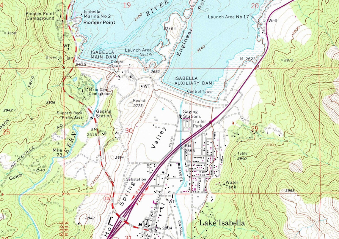 1972 Map of Lake Isabella California Bakersfield | Etsy