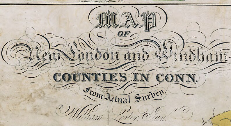 1833 Map of New London & Windham Counties Connecticut | Etsy