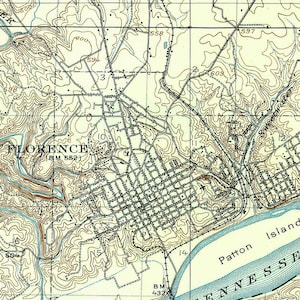 1916 Topo Map of Muscle Shoals Alabama Quadrangle Florence - Etsy