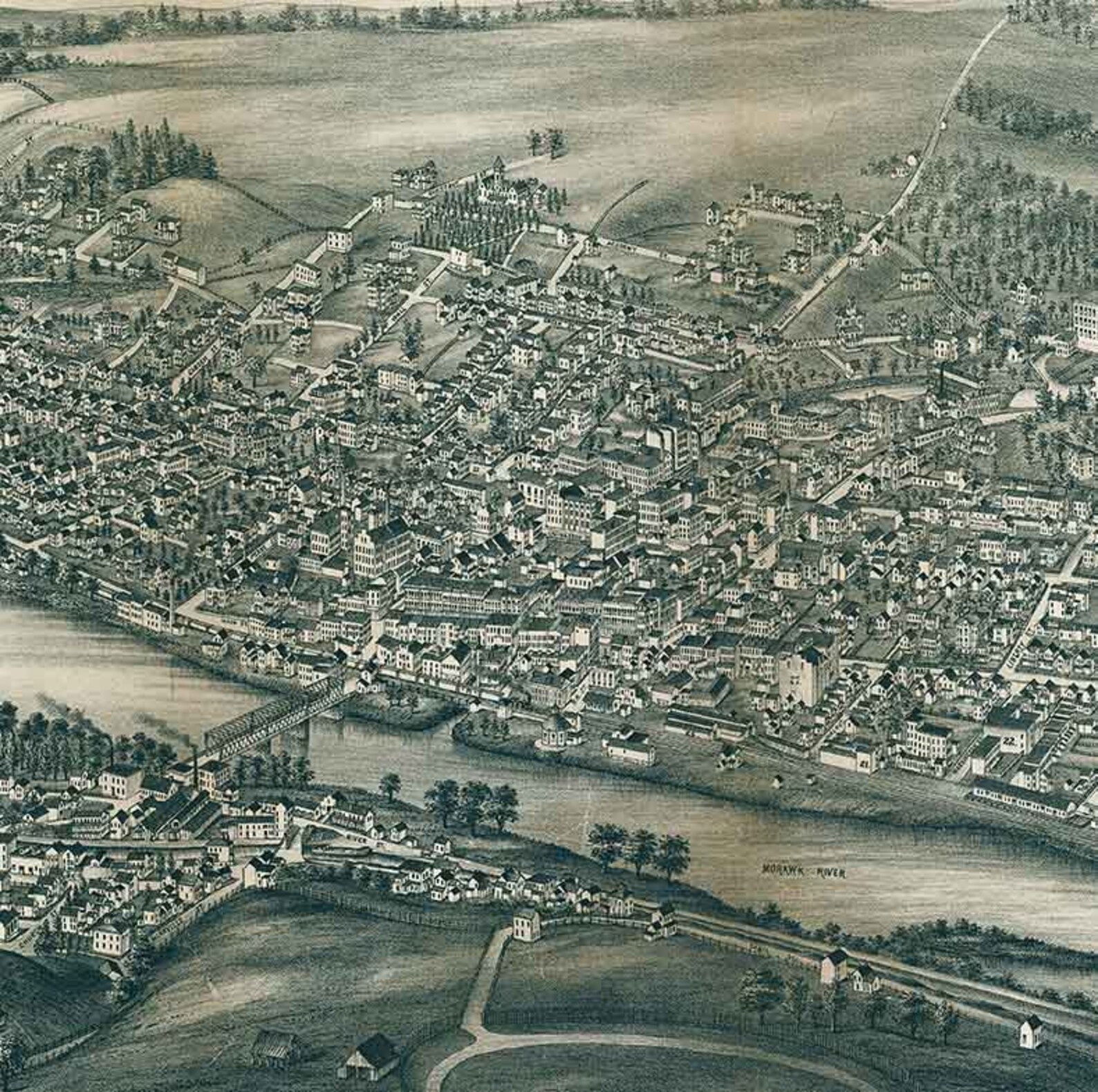 1881 Panoramic Map of Amsterdam Port Jackson New York - Etsy