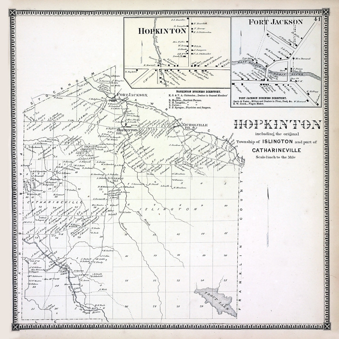 1865 Map of Hopkinton Township Saint Lawrence County New York - Etsy