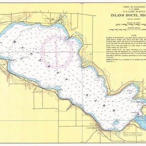 1960 Nautical Map of Mullett Lake Michigan - Etsy