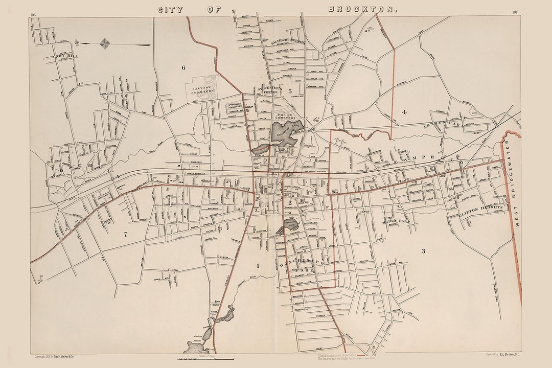 1891 Map of Brockton Massachusetts - Etsy