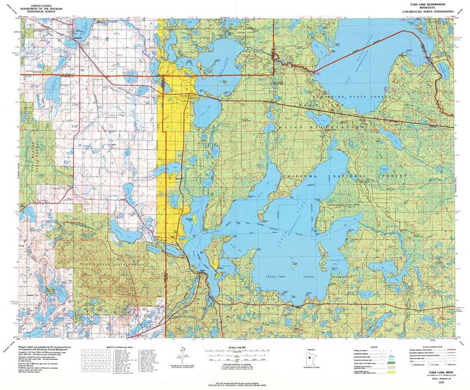 1977 Topo Map of Cass Lake MN Quadrangle - Etsy