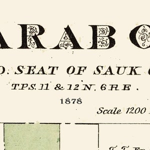 1878 Town Map of Baraboo Sauk County Wisconsin - Etsy