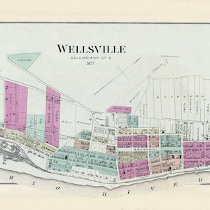 1877 Town Map of Wellsville Columbiana County Ohio - Etsy