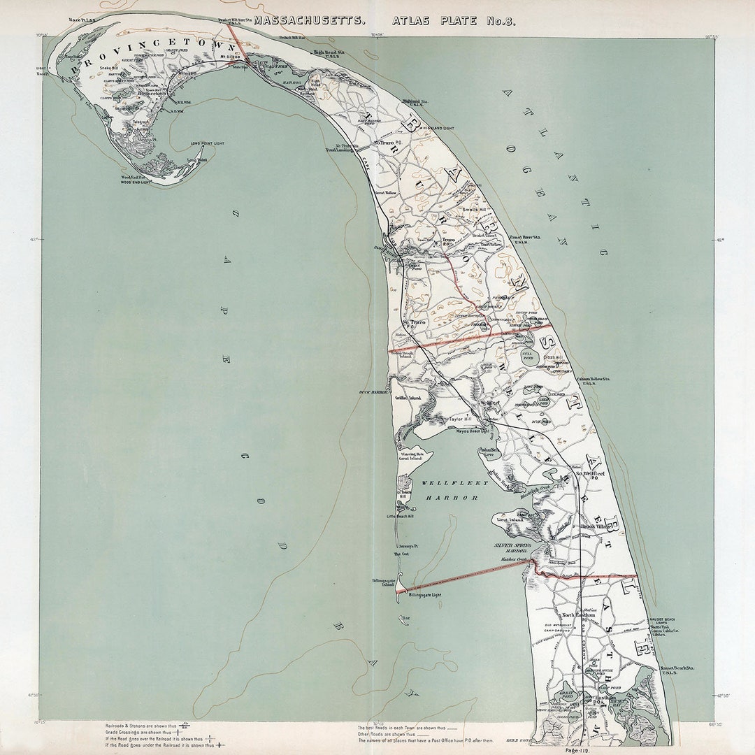 1891 Map of Barnstable County Massachusetts Provincetown - Etsy