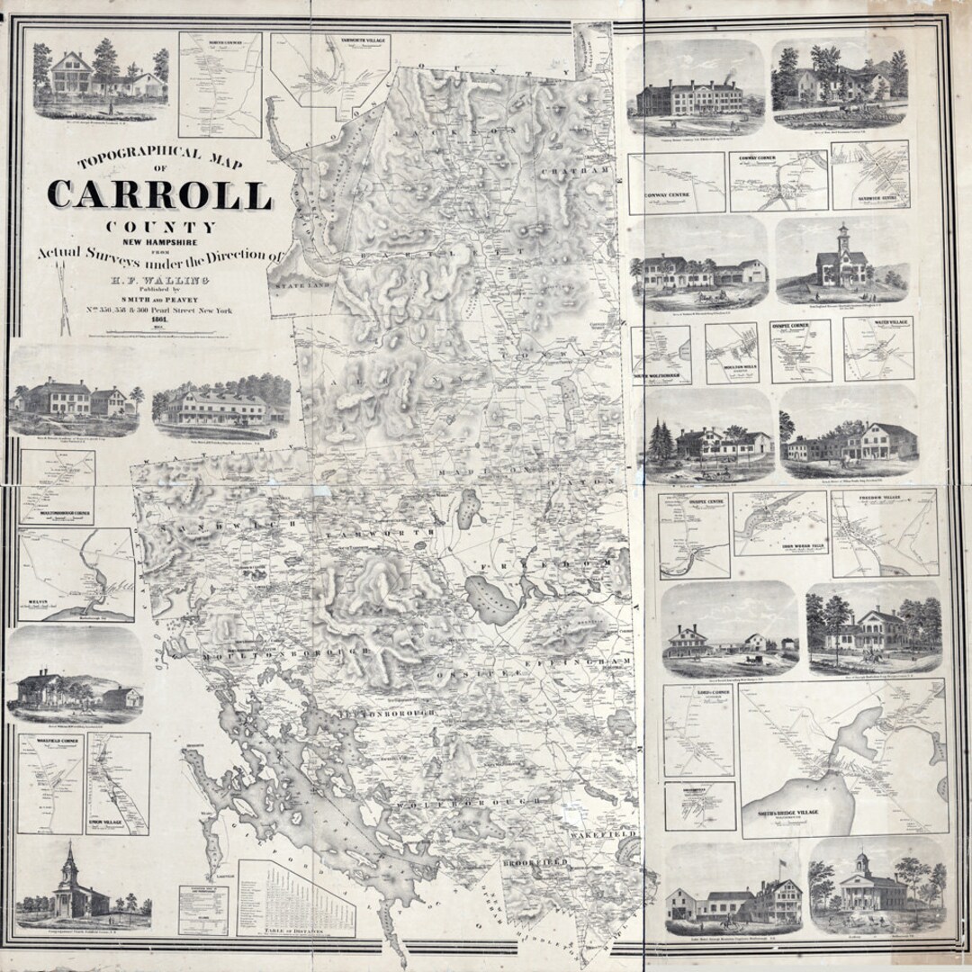 1861 Map of Carroll County New Hampshire - Etsy