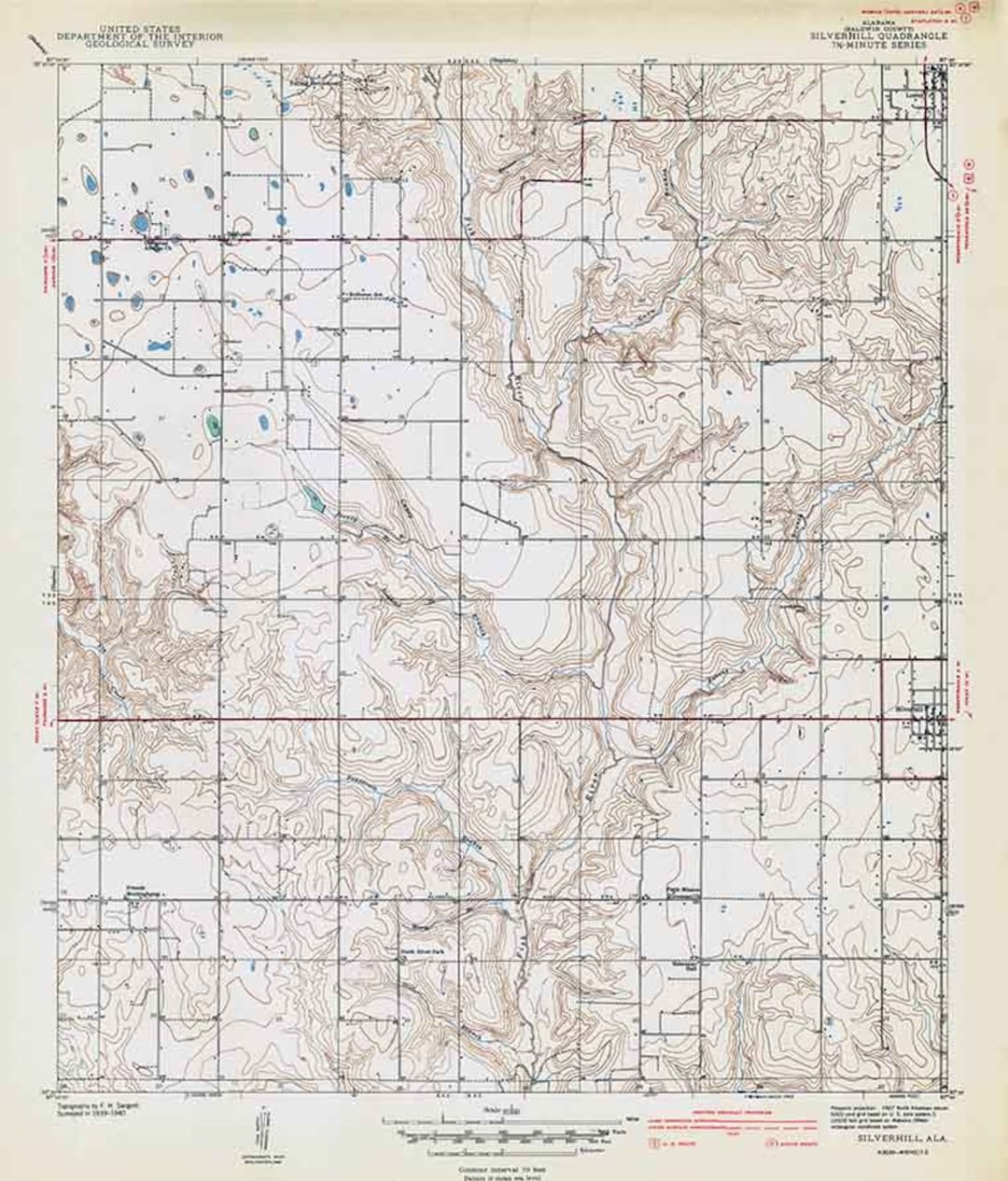 1940 Topo Map of Silverhill Alabama Quadrangle - Etsy Finland