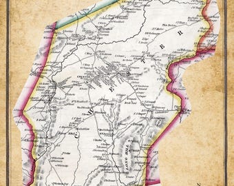Original 1868 Map of Chester, New Jersey by F.W. Beers and Published by ...
