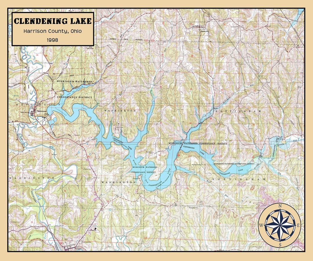 1998 Map of Clendening Lake Harrison County Ohio - Etsy