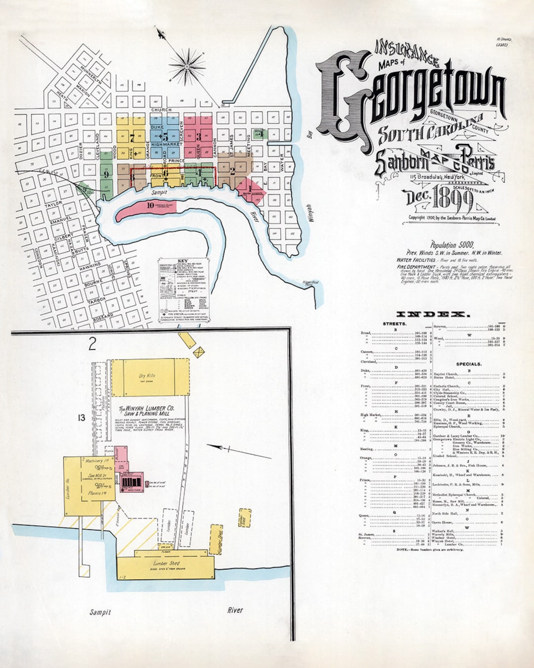 1899 Town Map of Georgetown South Carolina - Etsy