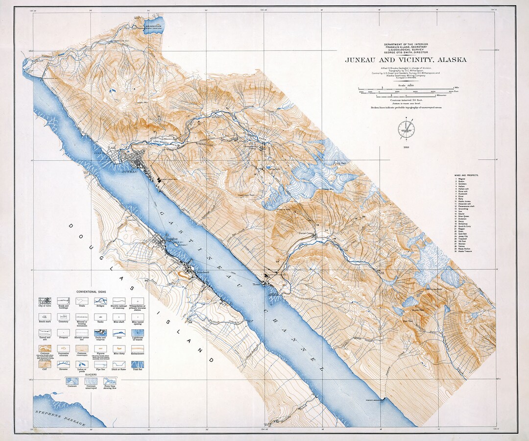 1918 Map of Juneau and Vicinity Alaska - Etsy