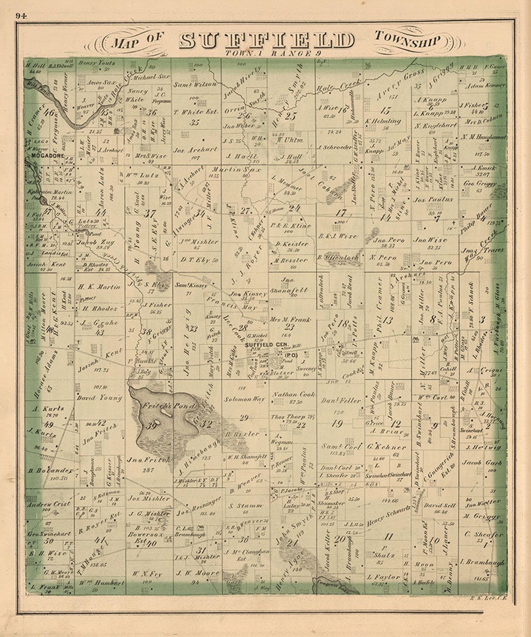 1874 Map of Suffield Township Portage County Ohio - Etsy