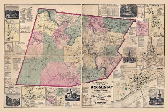 1869 Map of Wyoming County Pa From Actual Surveys - Etsy