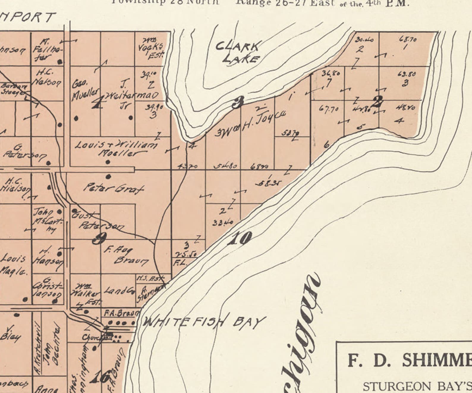 1914 Map of Sevastopol Township Door County Wisconsin | Etsy