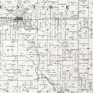 1866 Farm Line Map of Hendricks County Indiana Danville - Etsy