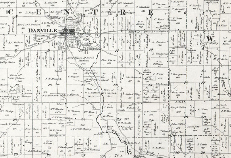 1866 Farm Line Map of Hendricks County Indiana Danville - Etsy