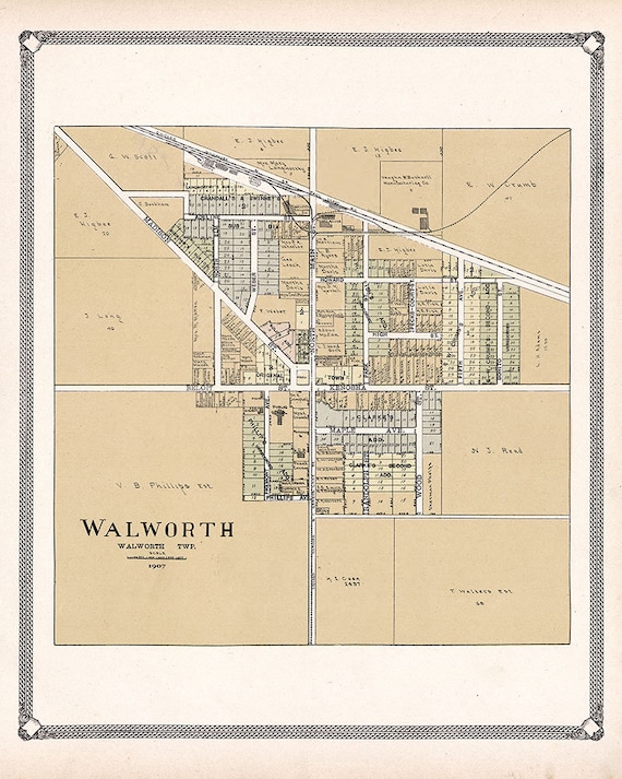 1907 Town Map of Walworth Walworth County Wisconsin | Etsy