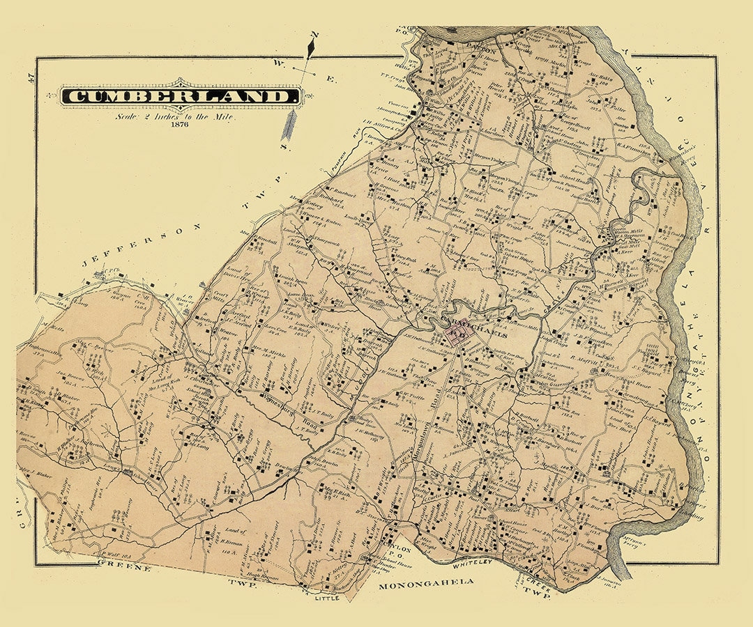 1876 Map of Cumberland Township Greene County Pennsylvania - Etsy