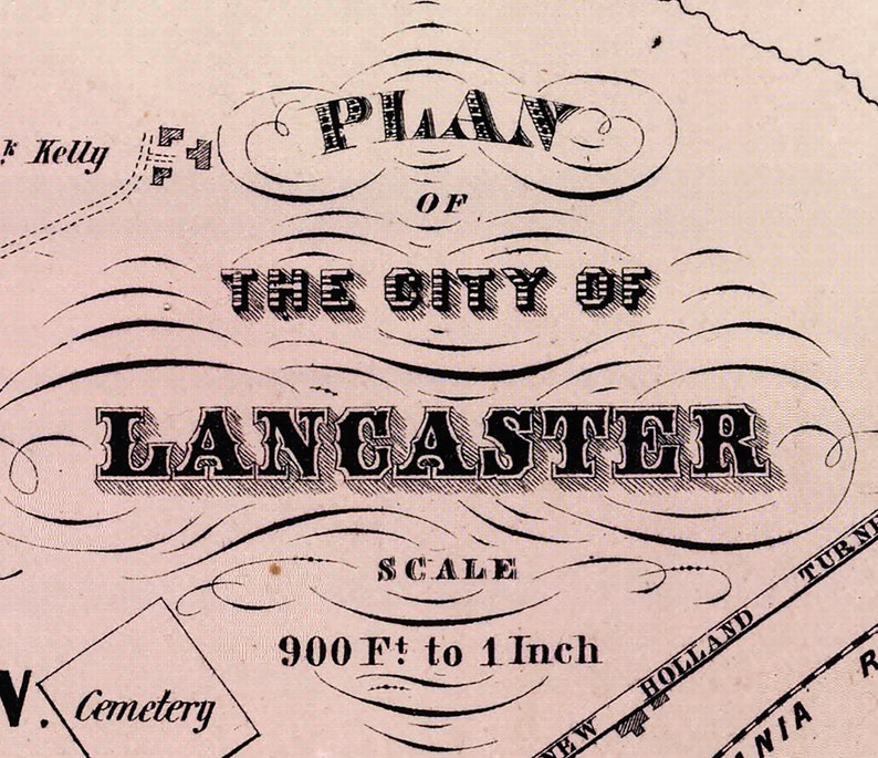 1864 Map of Lancaster Lancaster County Pennsylvania - Etsy