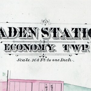 1876 Town Map of Baden Station Beaver County Pennsylvania - Etsy