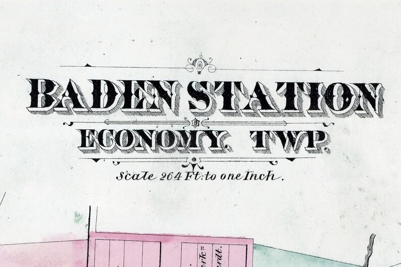 1876 Town Map of Baden Station Beaver County Pennsylvania - Etsy