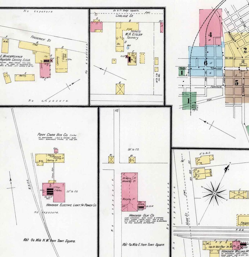 1896 Town Map of Hanover York County Pennsylvania - Etsy