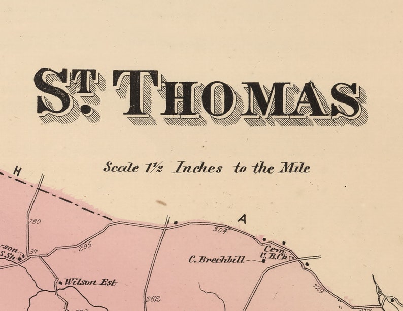 1868 Map of St Thomas Township Franklin County Pennsylvania - Etsy