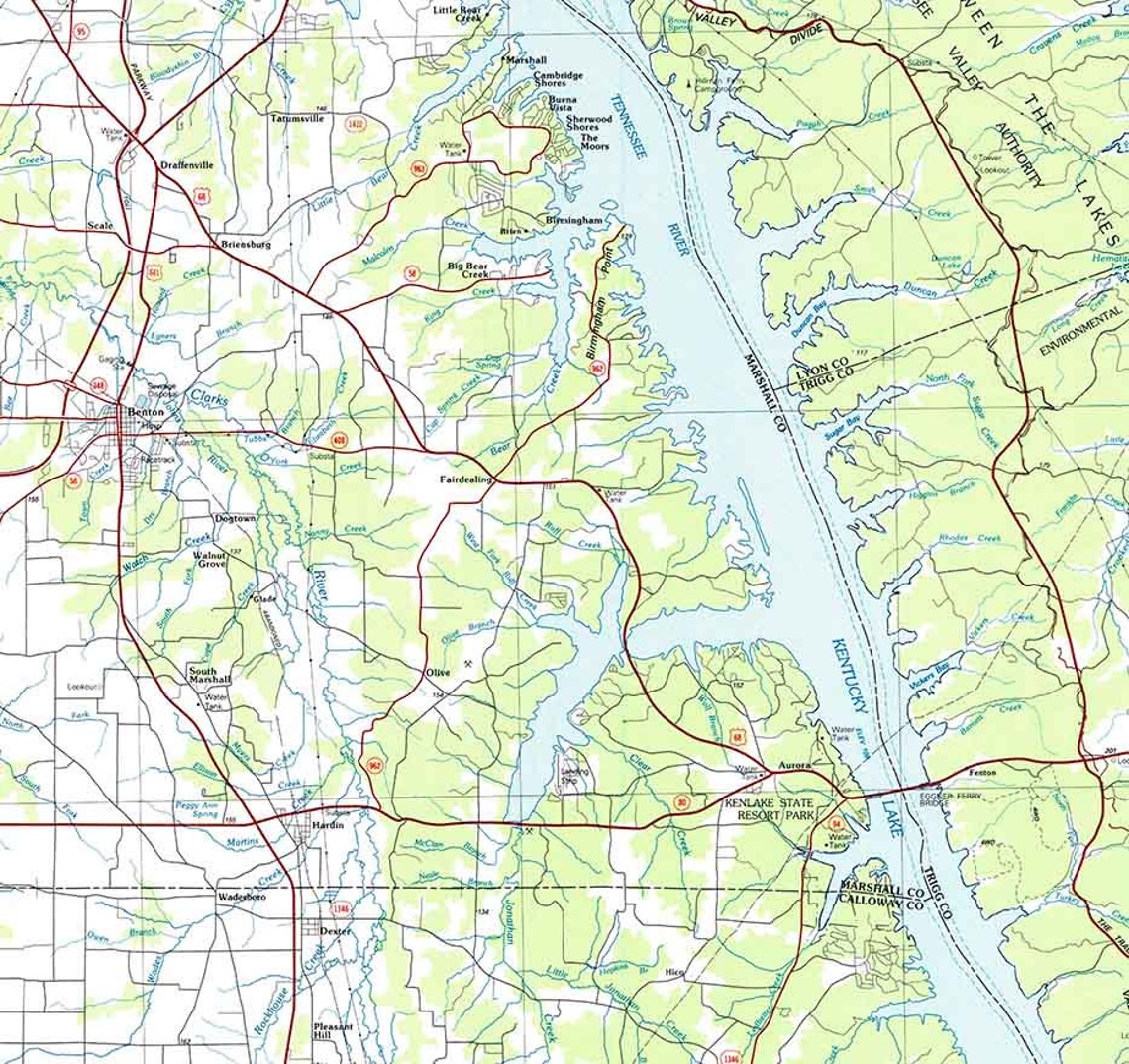 1986 Topo Map of Murray Kentucky Tennessee Mayfield Fulton | Etsy