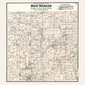 1873 Map of New Berlin Township Waukesha County Wisconsin - Etsy
