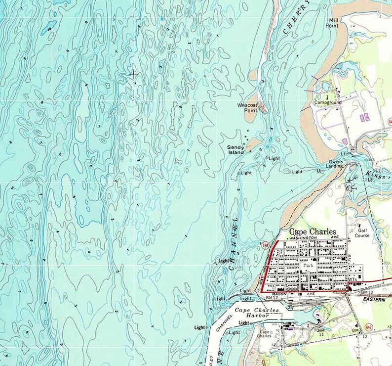 1968 Topo Map of Cape Charles Virginia - Etsy