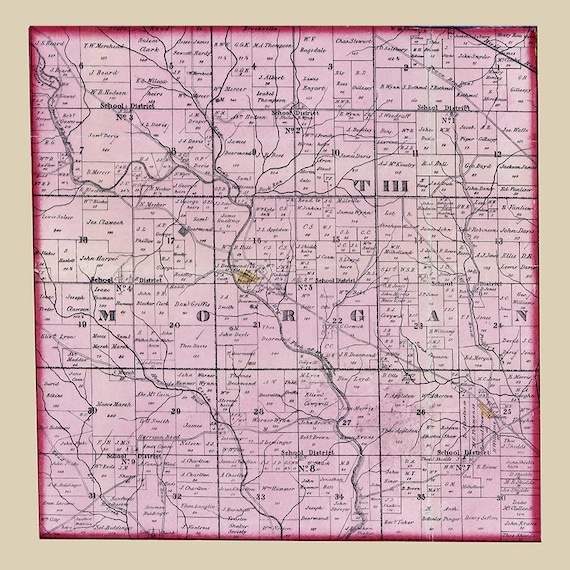 1855 Farm Line Map of Morgan Township Butler County Ohio | Etsy