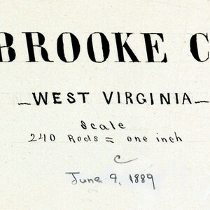 1889 Map of Brooke County West Virginia - Etsy