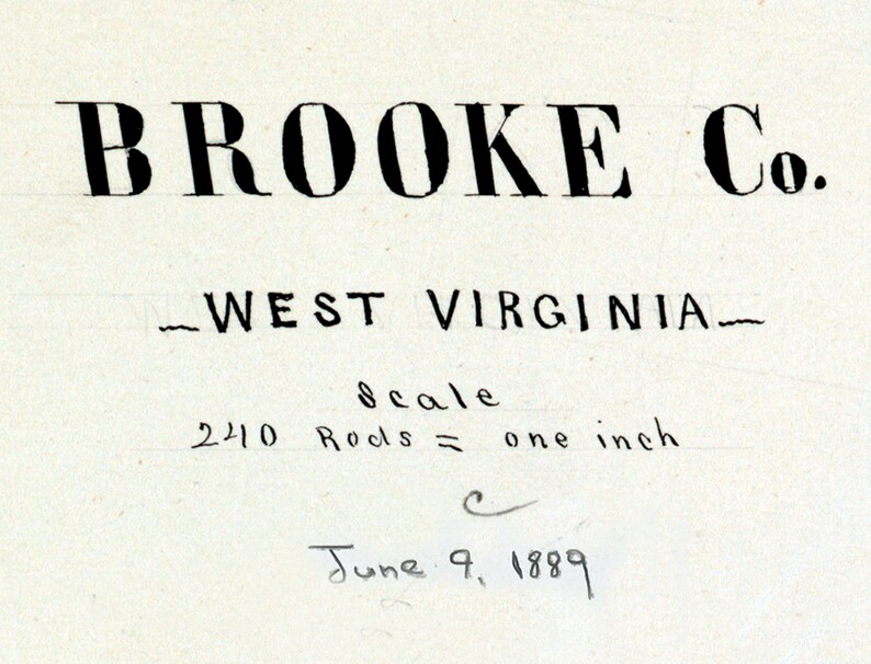 1889 Map of Brooke County West Virginia - Etsy