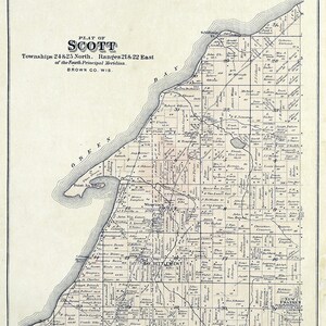 1889 Map of Scott Township Brown County Wisconsin - Etsy
