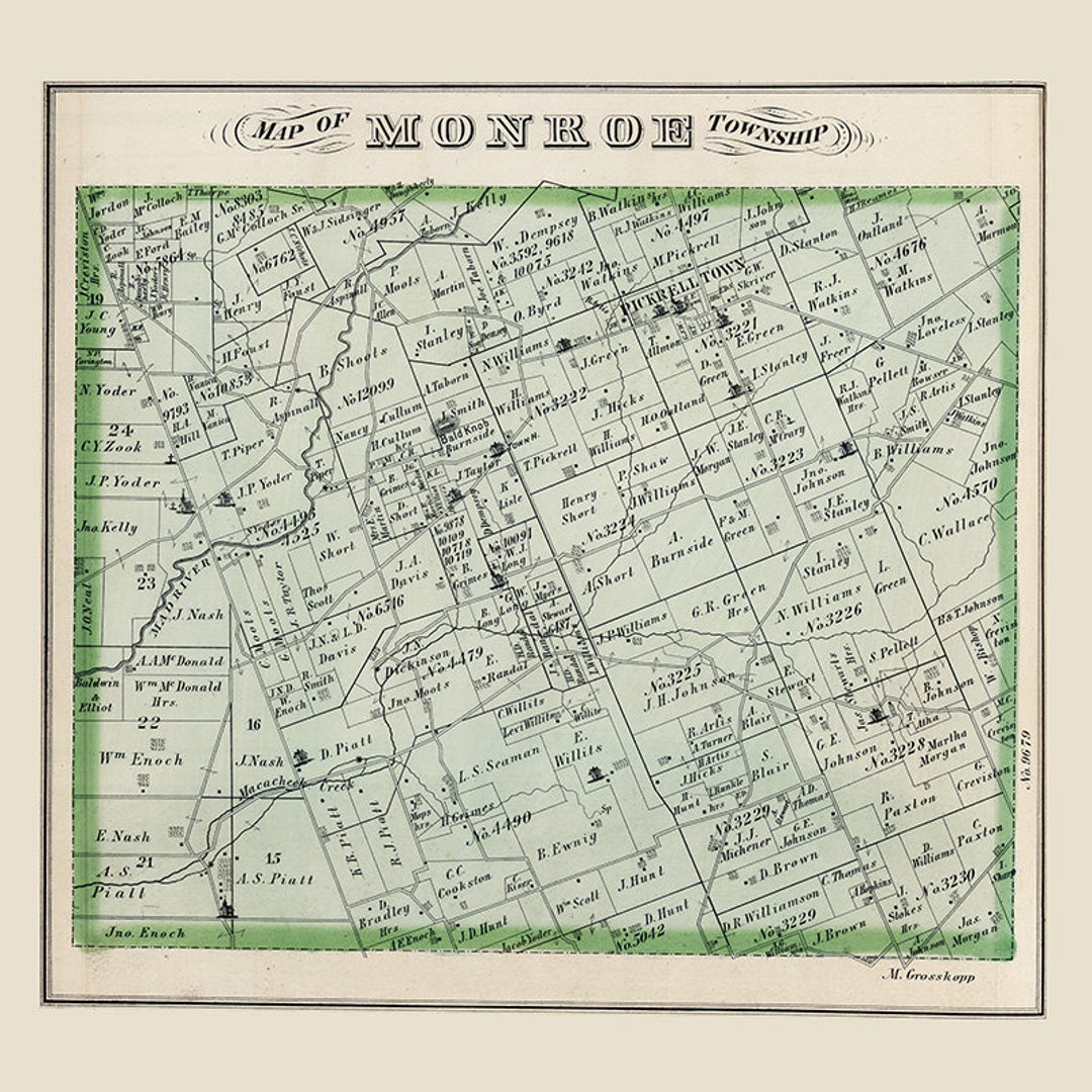1875 Map of Monroe Township Logan County Ohio - Etsy