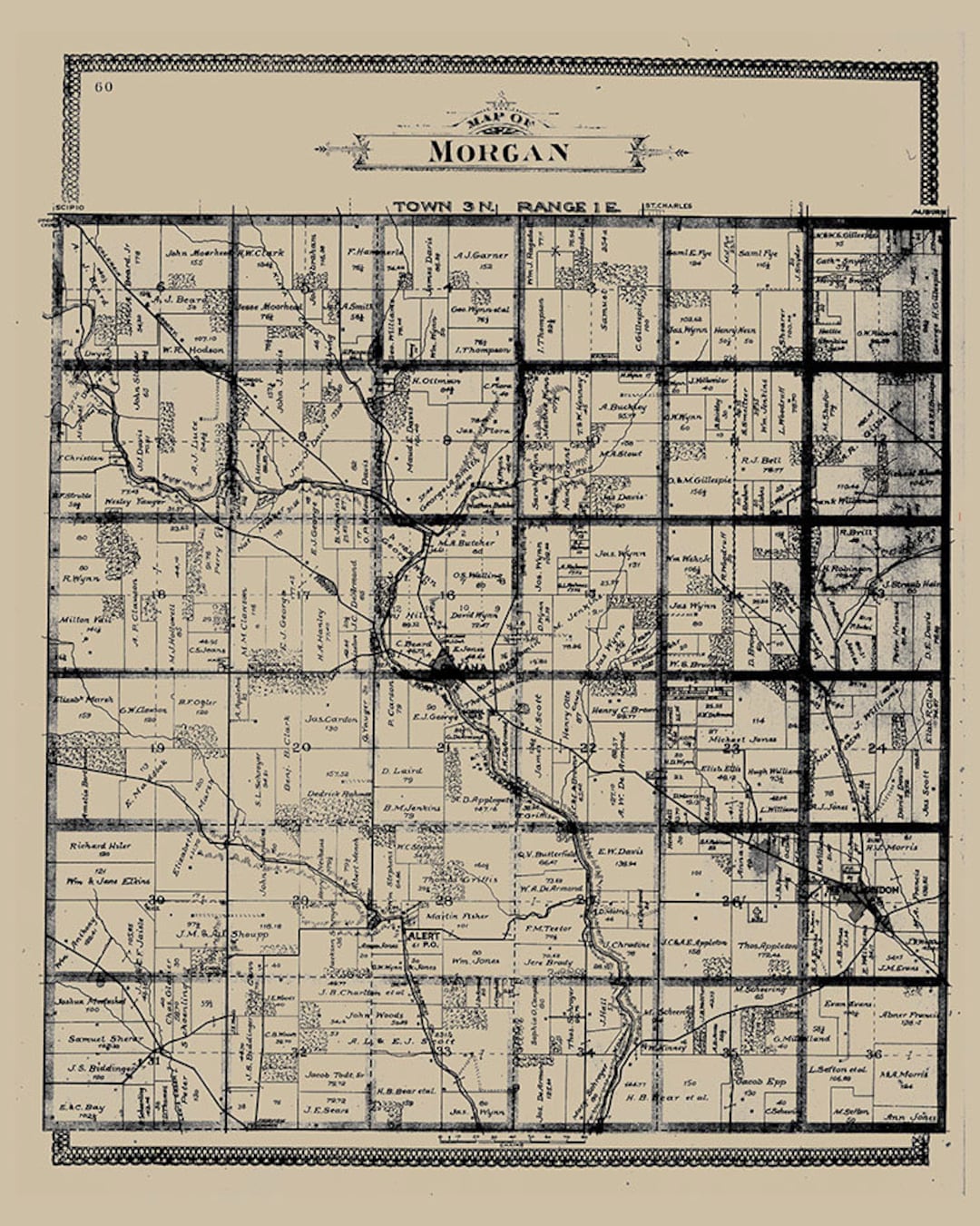 1885 Farm Line Map of Morgan Township Butler County Ohio - Etsy