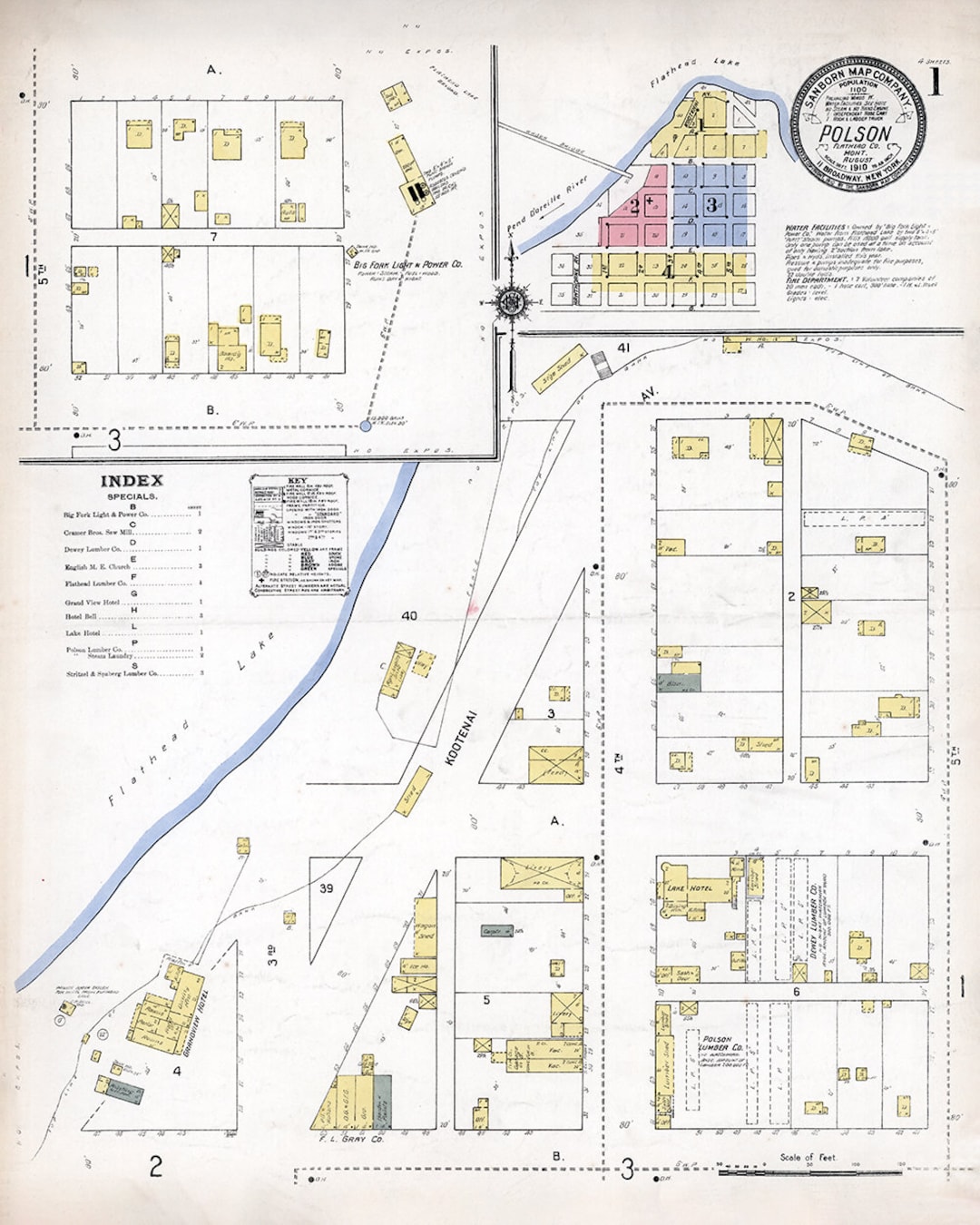 1910 Town Map of Polson Montana - Etsy