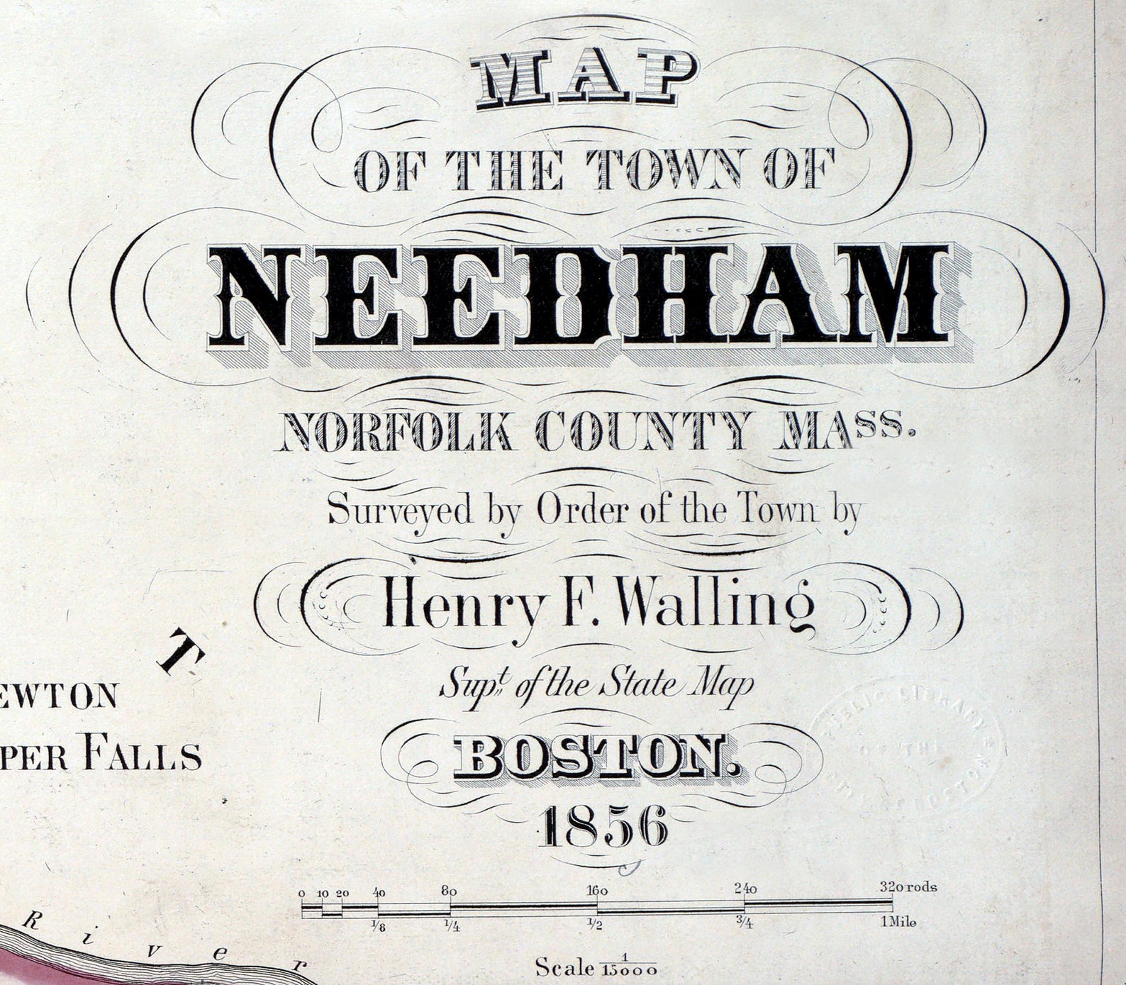1856 Town Map of Needham Norfolk County Massachusetts - Etsy