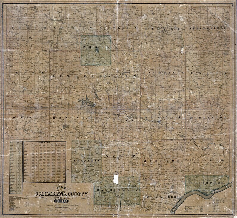 1841 Farm Line Map of Columbiana County Ohio - Etsy