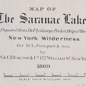 1869 Map of the Saranac Lakes New York - Etsy