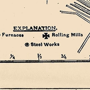 1879 Map of Pittsburgh Pennsylvania Furnaces Mills Steel Works - Etsy