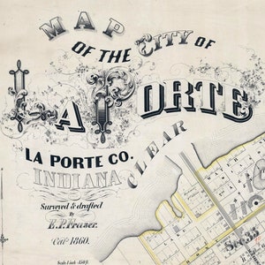 1860 Town Map of La Porte Indiana - Etsy