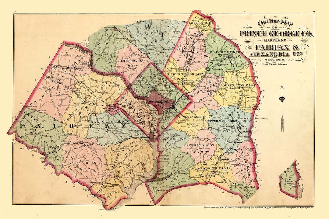 1879 Map of Prince George County Maryland Fairfax and Alexandria ...