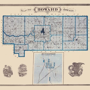 1876 Map of Howard County Indiana - Etsy